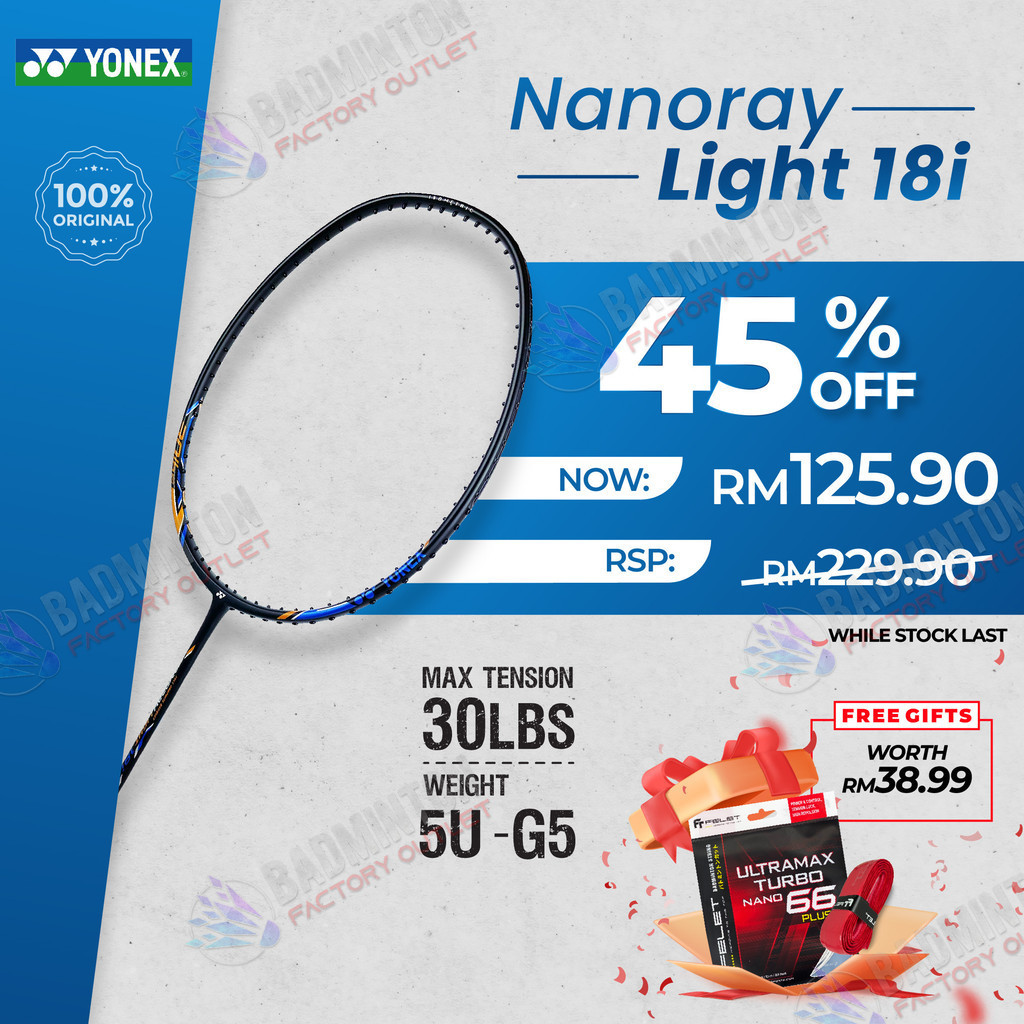 YONEX Nanoray Light 18i (Black) 5UG5 Badminton Racket - Suitable For Speed Attack Player 【FREE ...