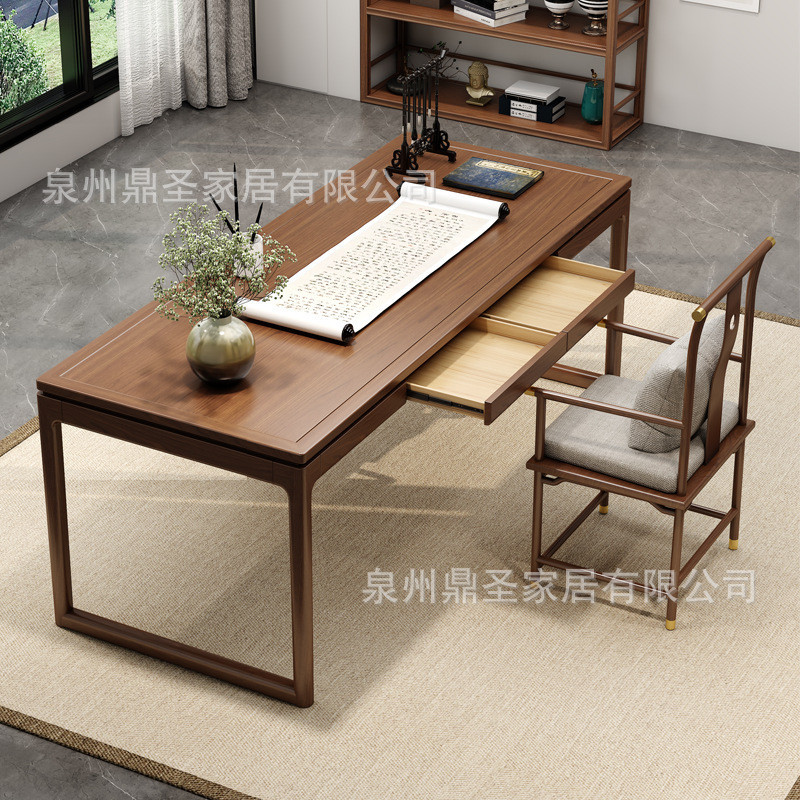 New Chinese Style Solid Wood Single-Seat Office Desk with Drawer ...