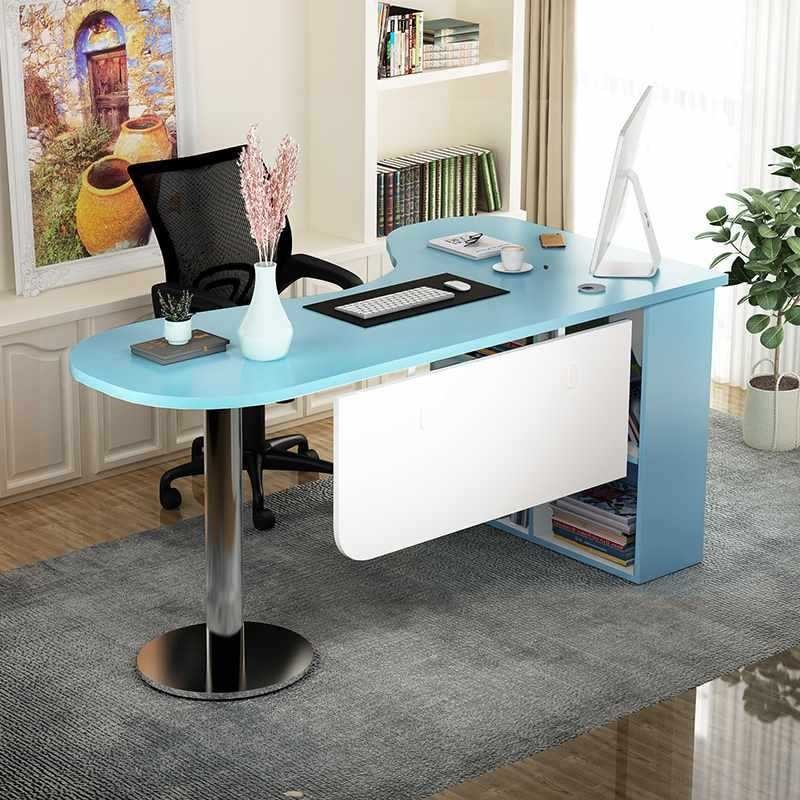 Get 7% coupon+gift】ple Modern Curved Corner Desk Bookcase Study Desk ...