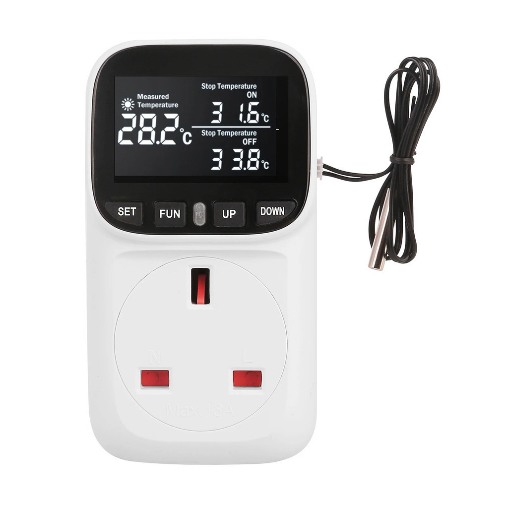 16A Temperature Controller Socket Thermostat Fish Tank Preset Timer ...