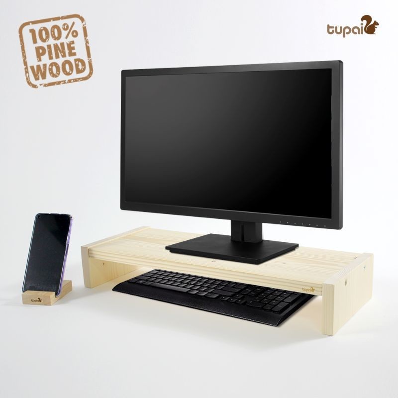 Monitor Riser / Computer Monitor Rack / Keyboard Organiser / Pine wood ...