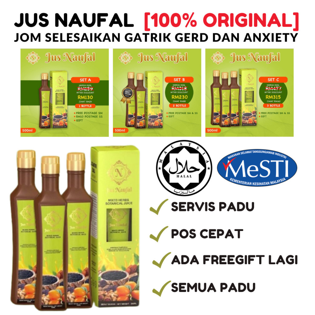 [ORIGINAL HQ] JUS NAUFAL PENAWAR GASTRIK GERD ANXIETY | Shopee Malaysia
