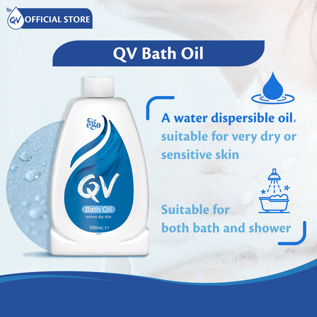 QV Bath Oil 500ml [Non-greasy & Natural Moisturizer | Suitable for Dry ...