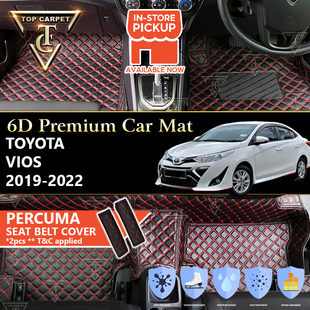 Top Carpet TOYOTA VIOS ( 2019 - 2022 ) 6D PU Leather Car Carpet VIP Car ...