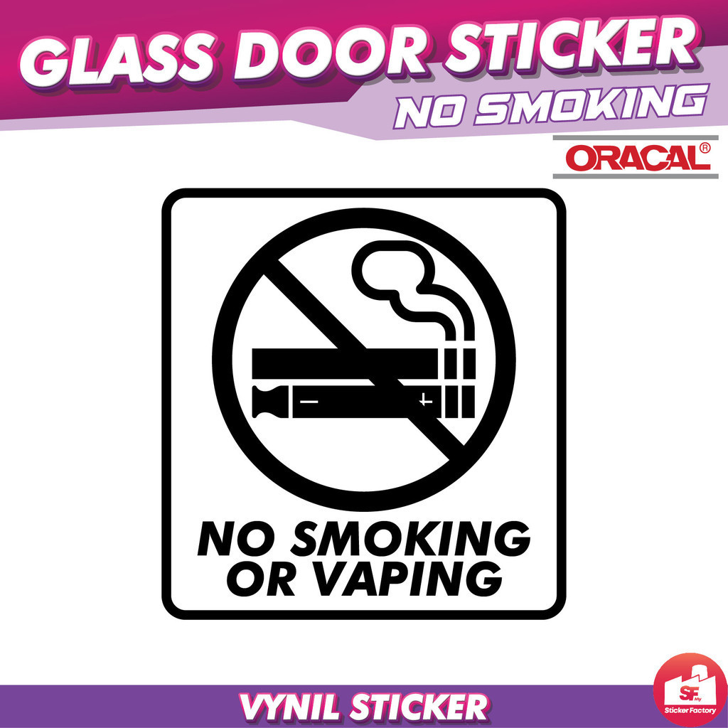 Sticker No Smoking Or Vaping Glass Door Decal Shop Office Vynil ...