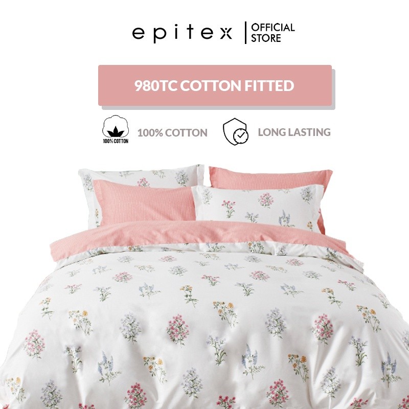 Epitex (w/o Quilt Cover) 980TC Cotton Bedsheet | Cotton Fitted Sheet ...
