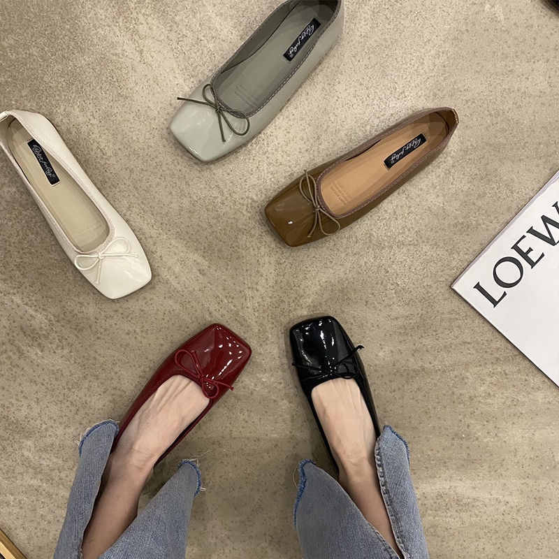 Ready Stock-Flat shoes women Women S Spring And Autumn Square Toe Flat ...