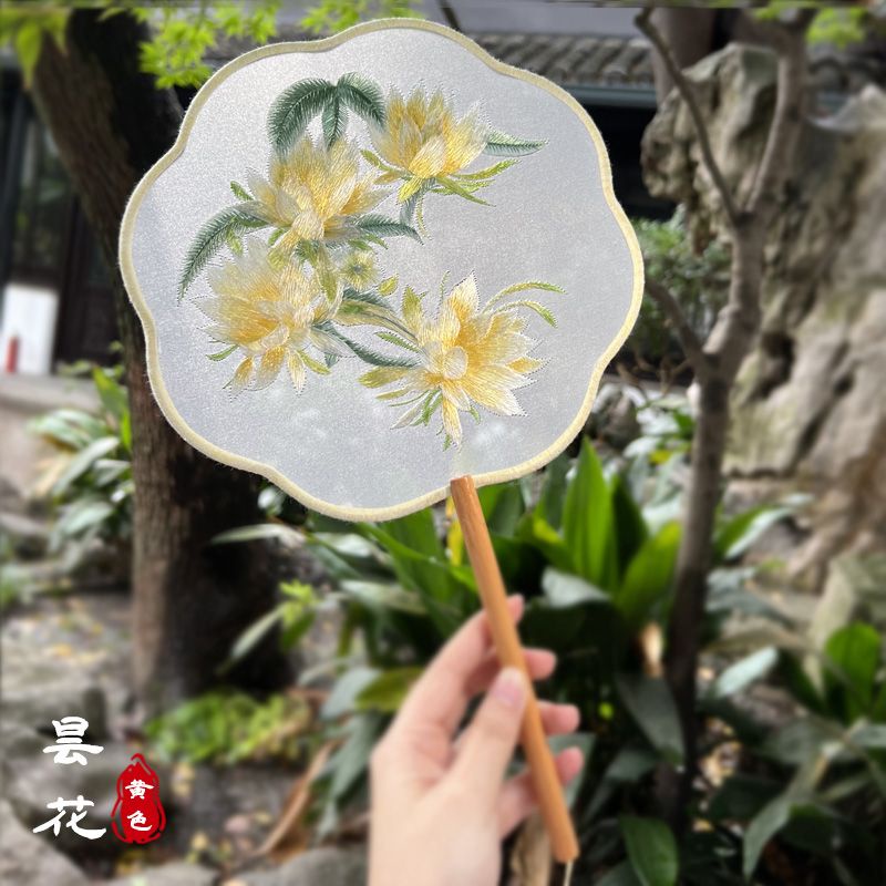 Chinese Silk Hand Fan Ancient Style Embroidered Ancient Style Hanfu Fan ...