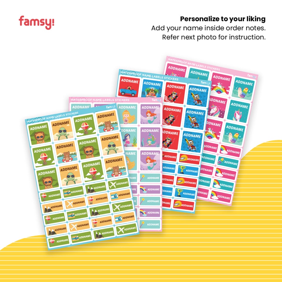 FAMSY Kids Waterproof Label Sticker with Custom Free Name | Shopee Malaysia