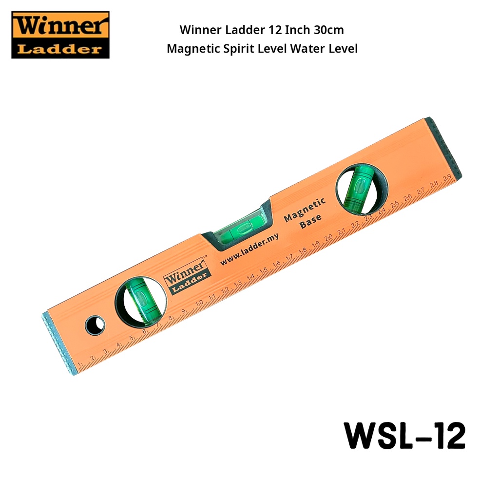 Winner Ladder 12 inch 30 cm Magnetic Spirit Level Water Level Ruler ...