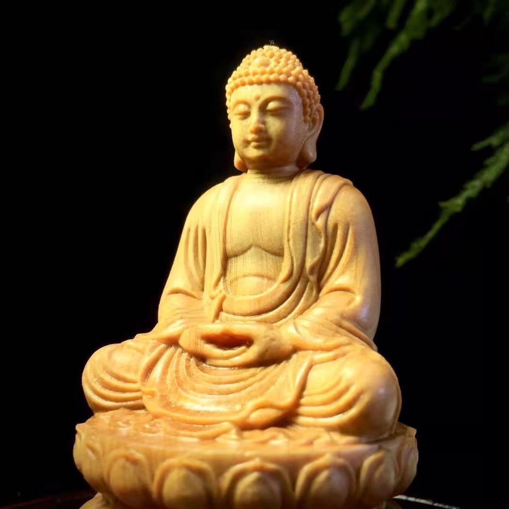 崖柏木雕大日如来佛祖菩萨客厅家居车载招财祈福实木释迦摩尼佛像Yaba Wood Carving Daily Tathagata Buddha ...