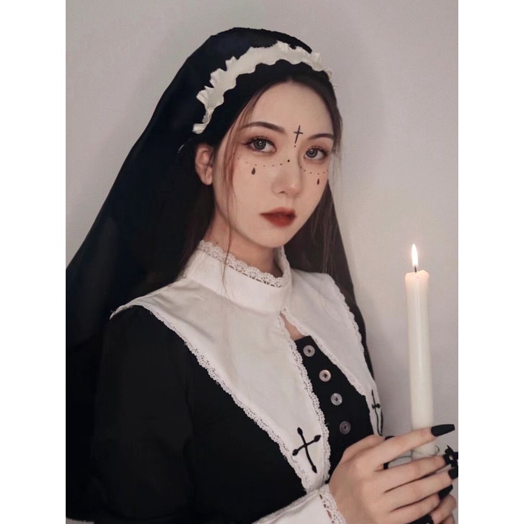 Sisters Dress Halloween Wear Witch Costume Cos Dress Dark Black Lolita ...