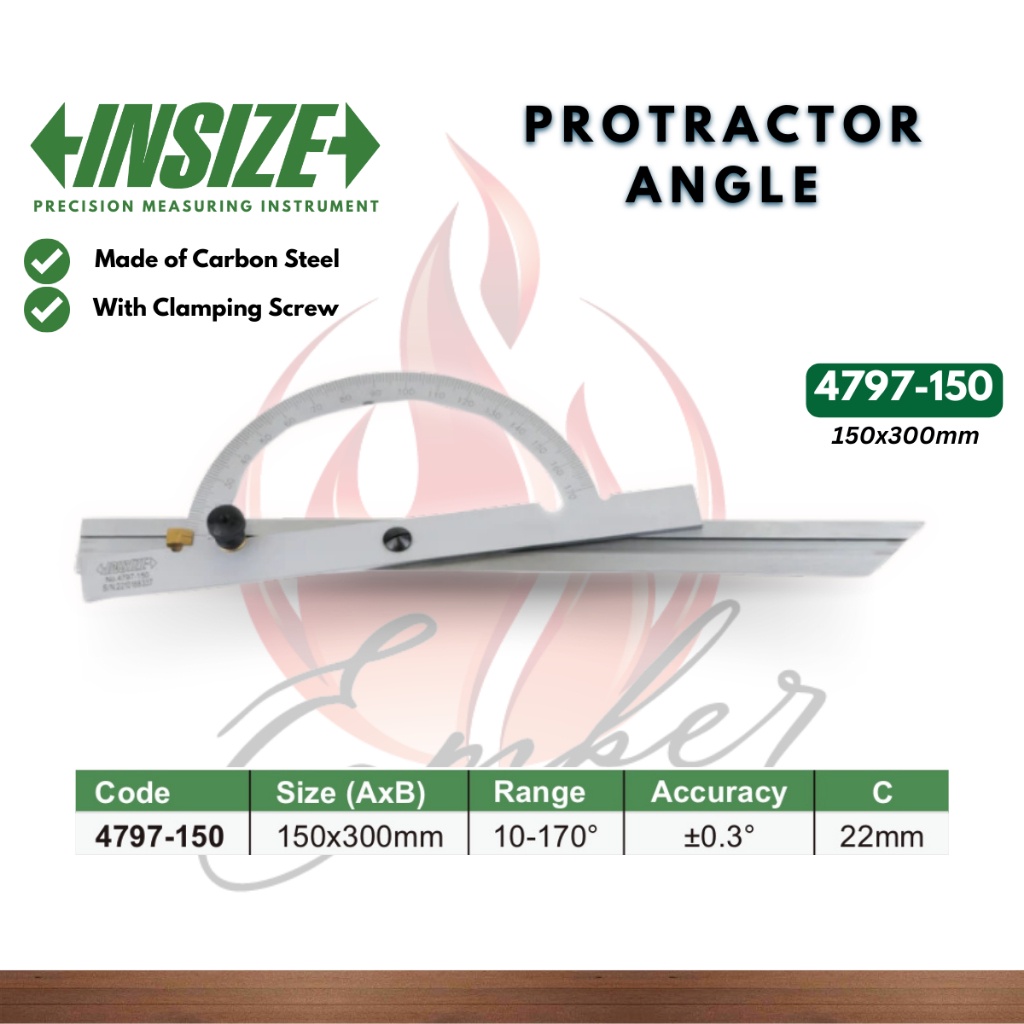 INSIZE 4797 Protractor Angle Ruler Movable Blade 100x150mm (4797-100 ...