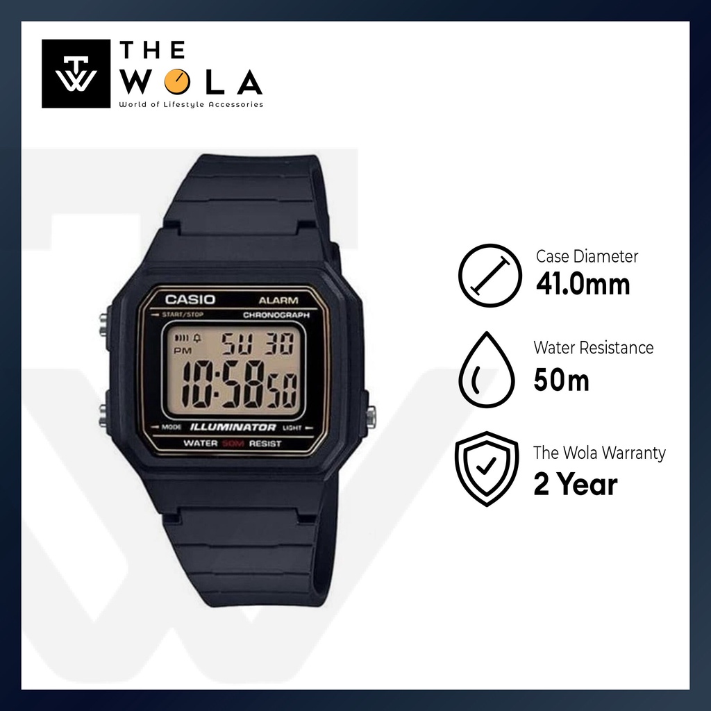 (2 Years Warranty) Casio Men Digital Watch W-217H-9A Black Resin Strap ...
