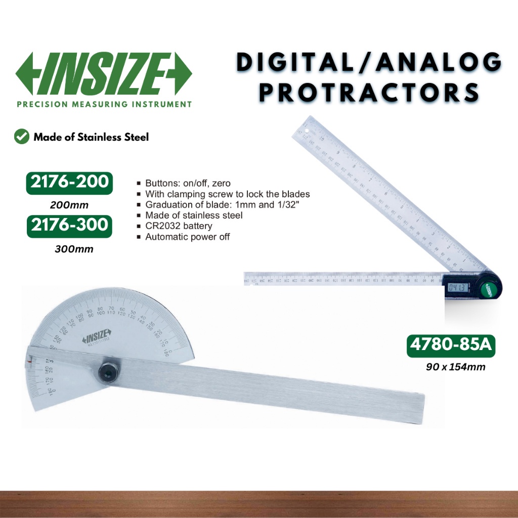 INSIZE 2176 Digital Protractor 180 Degree Angle Ruler Rotary Gauge Alat ...