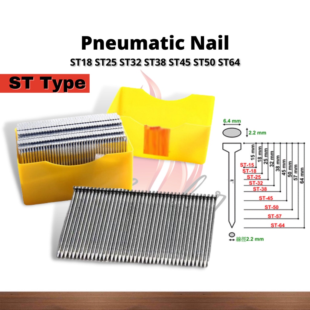 Premium ST Type Concrete ST18 ST25 ST32 ST38 ST45 ST50 ST64 Gauge Pneumatic Tacker Brad Air Nail ...