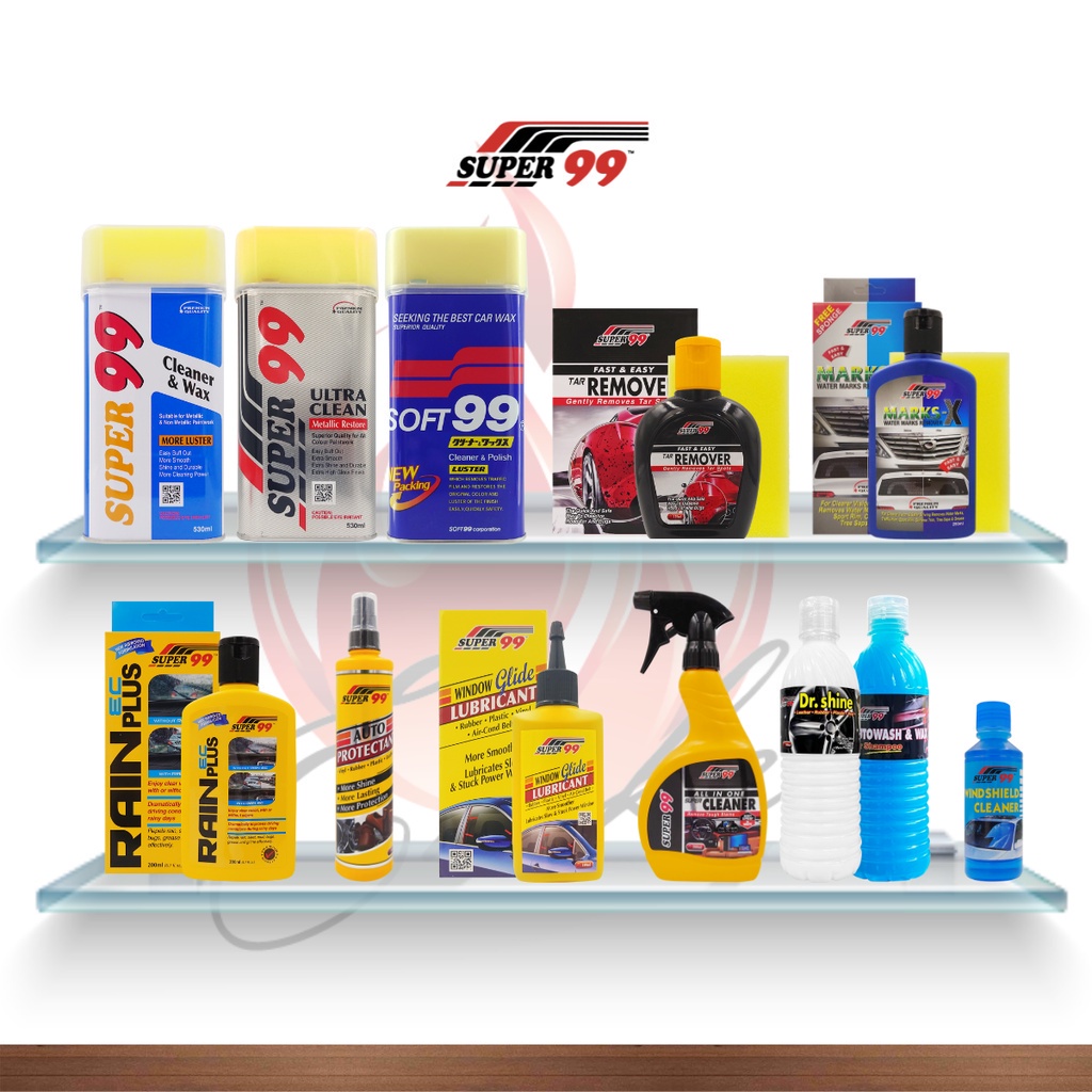 SUPER 99 Car Polish Cleaner Wash Wax/Tar Remover/Rain Plus/Window ...