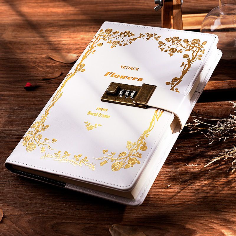 A5 password book retro style notebook with lock crush diary student ...