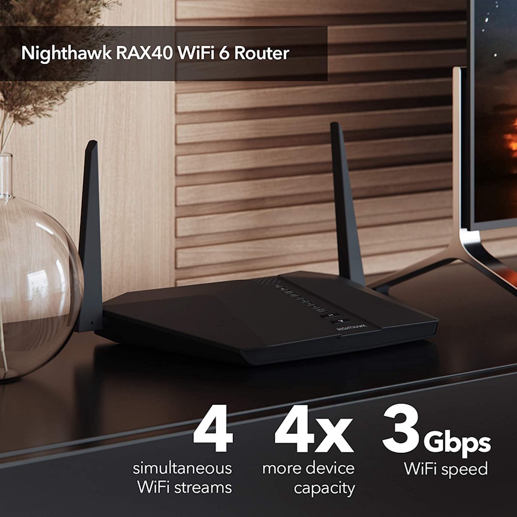 NETGEAR Nightwak AX3000 RAX40 AX4 4-Stream WiFi 6 Router (RAX40-100UKS) | Shopee Malaysia