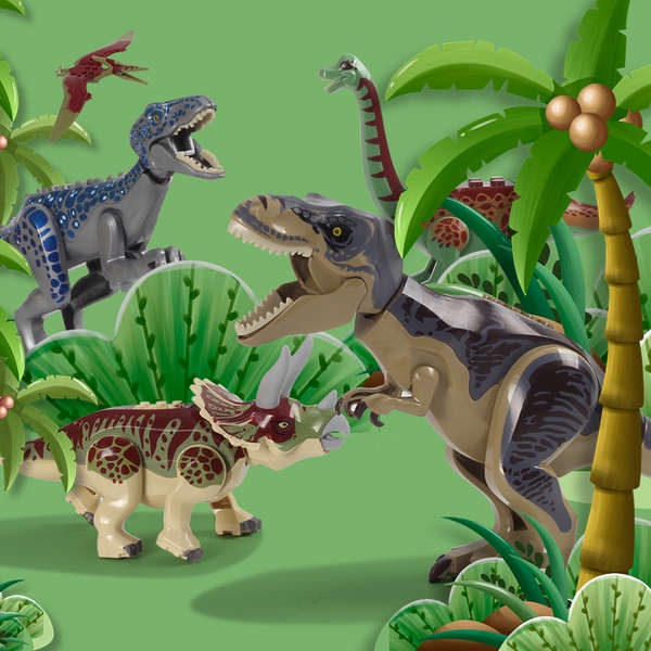 lego toy Model dinosaur memasang blok bangunan mainan kanak-kanak ...