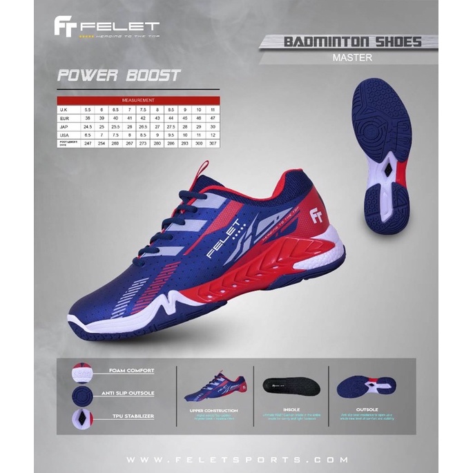 Felet Power Boost Badminton Shoes (Free Socks) (100% Original / Ready ...