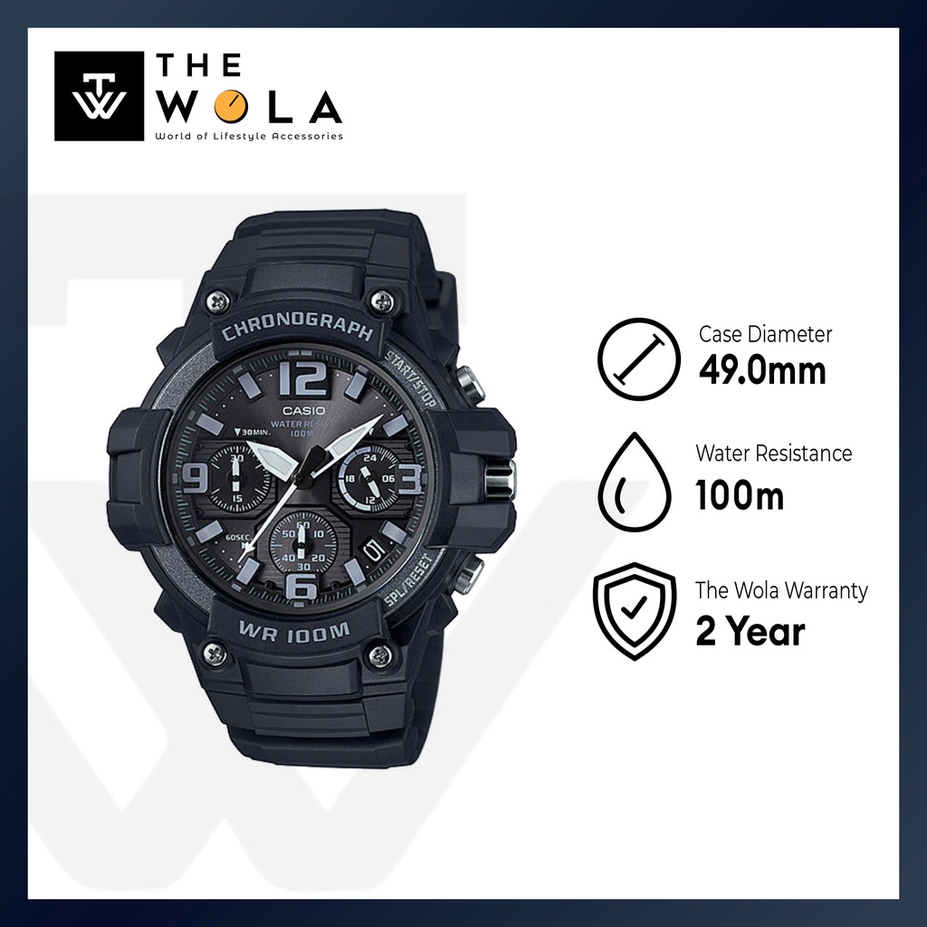 (2 Years Warranty) Casio Men Chronograph Watch MCW-100H-1A3V Black ...