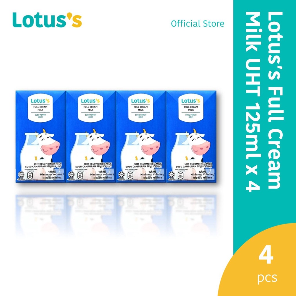 Lotuss Full Cream Milk UHT 125mlx4 | Shopee Malaysia