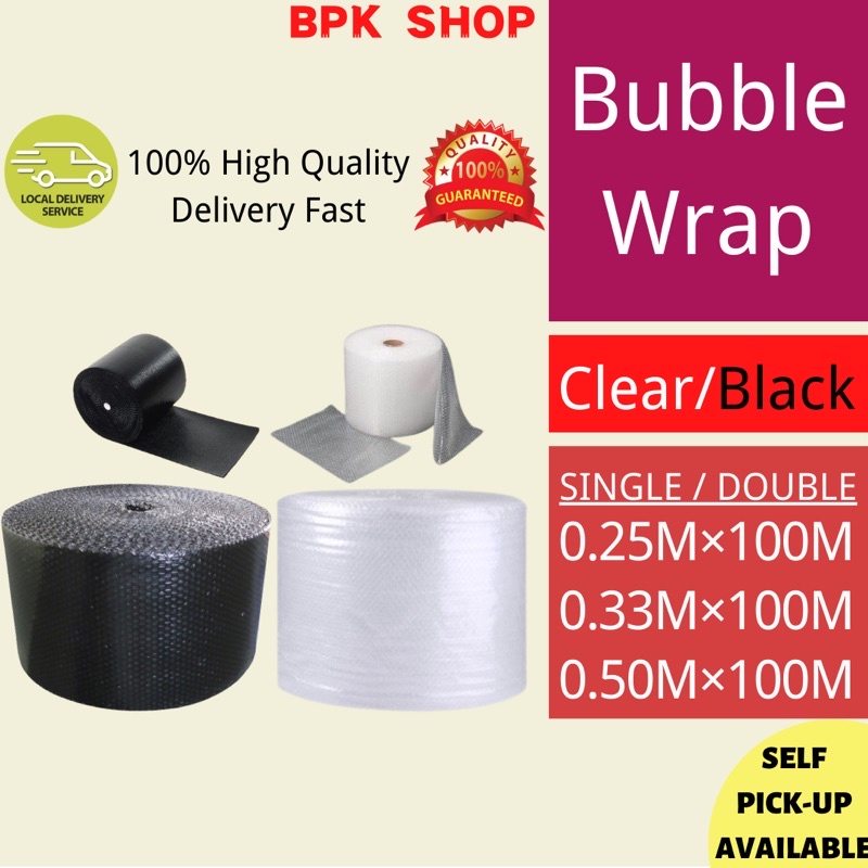Bubble Wrap 0.5mx100m Black Clear Single Layer 50cm x 100m Double Layer 1mx100m 0.33mx 100m 0 ...