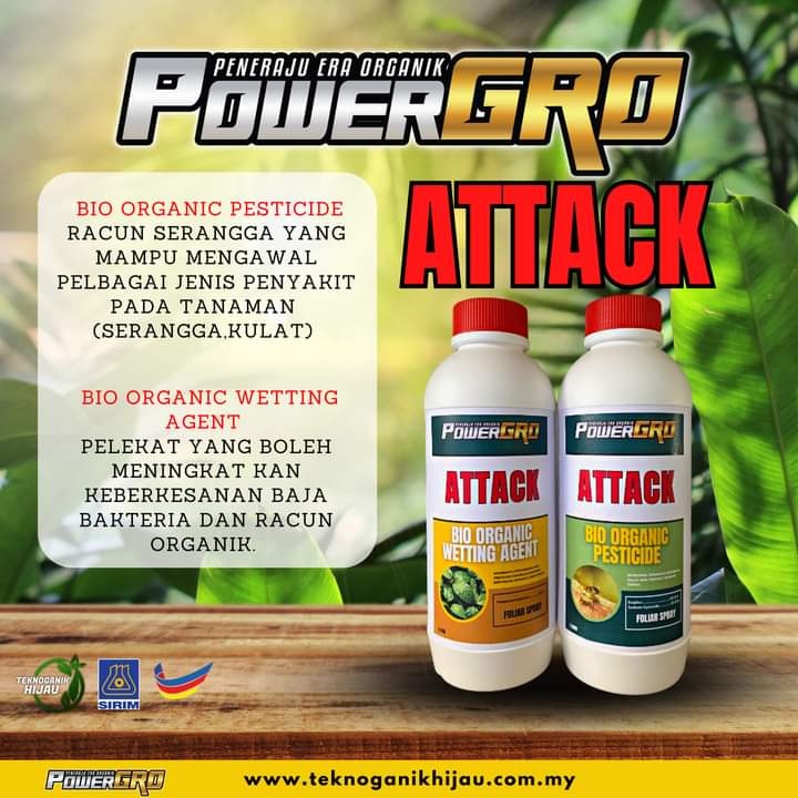 ORGANIC PESTICIDE & ORGANIC PELEKAT RACUN 1L POWERGRO ATTACK REPELLENT ...