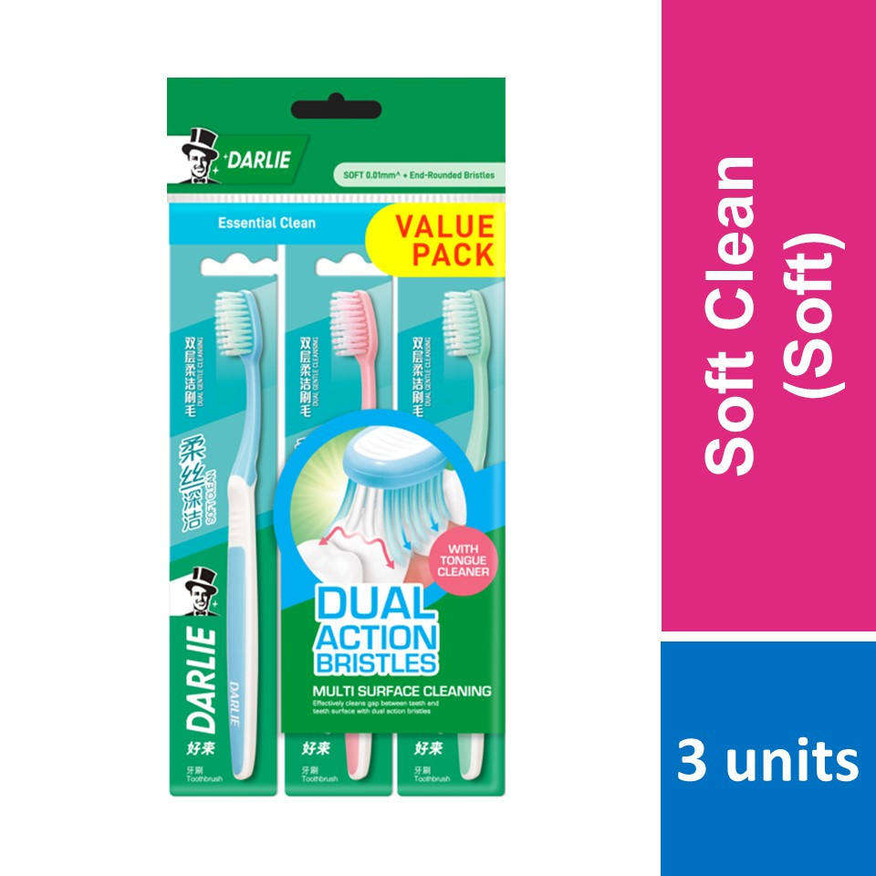 Darlie Soft Clean Toothbrush- Soft 3 Units | Shopee Malaysia