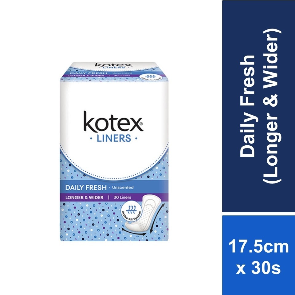 Kotex Panty Liners Longer & Wider Unscented 30 pcs | Shopee Malaysia