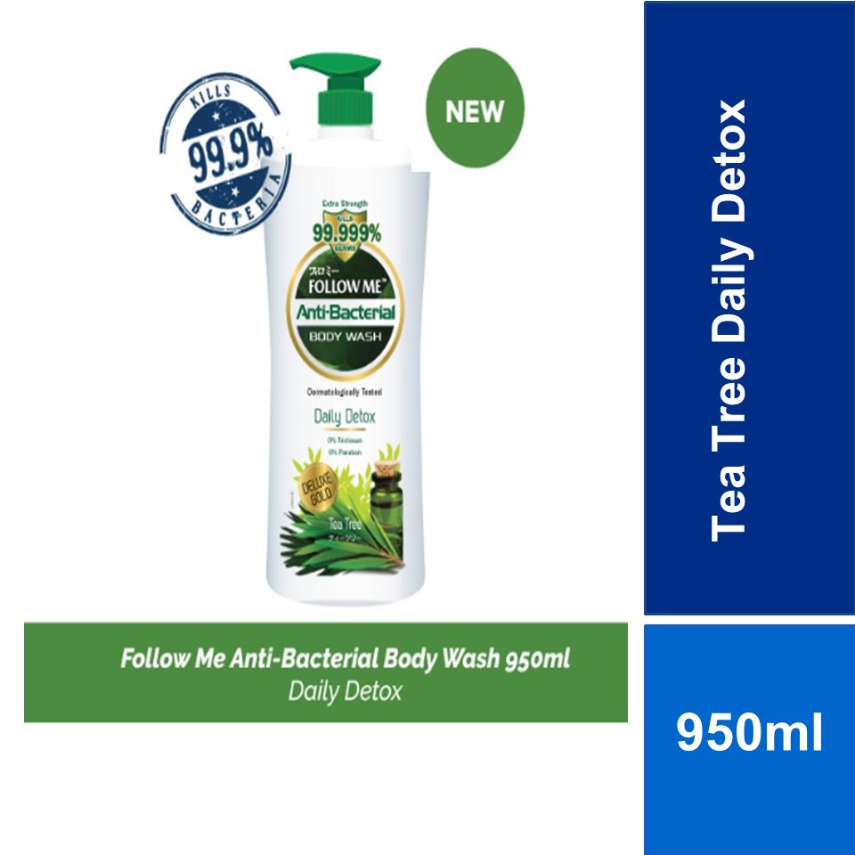 FOLLOW ME Anti Bacterial Body Wash- Tea Tree Daily Detox 950ML | Shopee ...