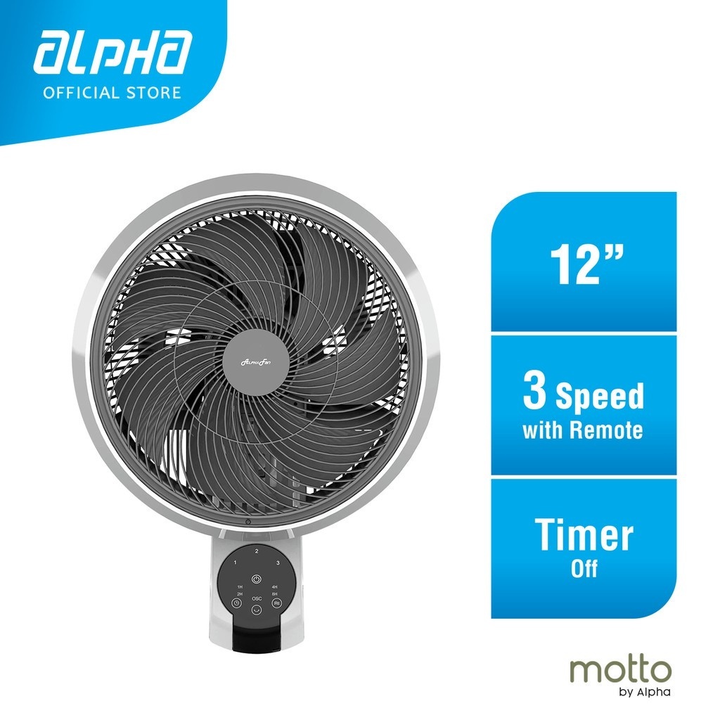 ALPHA Motto WF60 Wall Fan with 7 Blades 3 Speed Remote (12") | Shopee ...