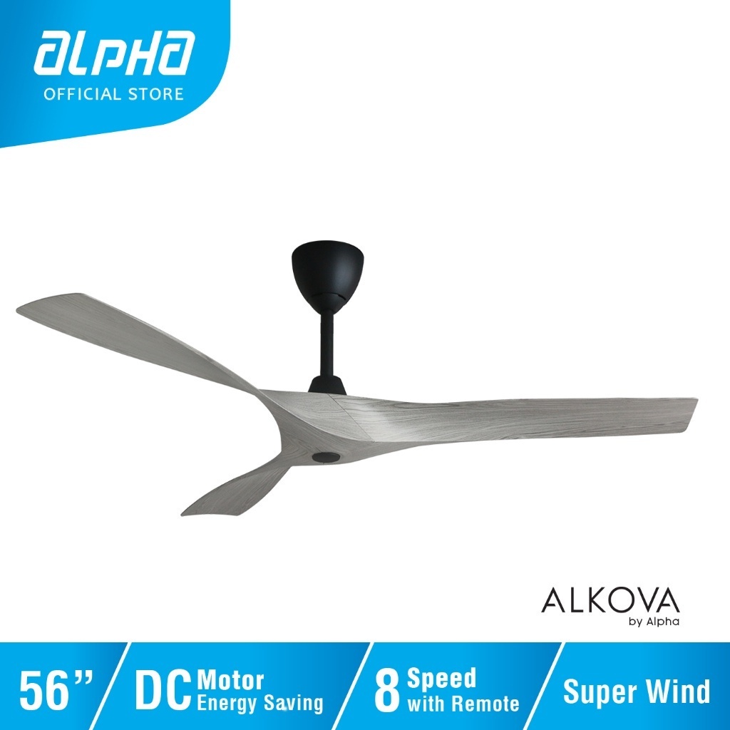 ALPHA Alkova AXIS DC Motor Ceiling Fan with 3 Blades 8 Speed Remote (56 ...