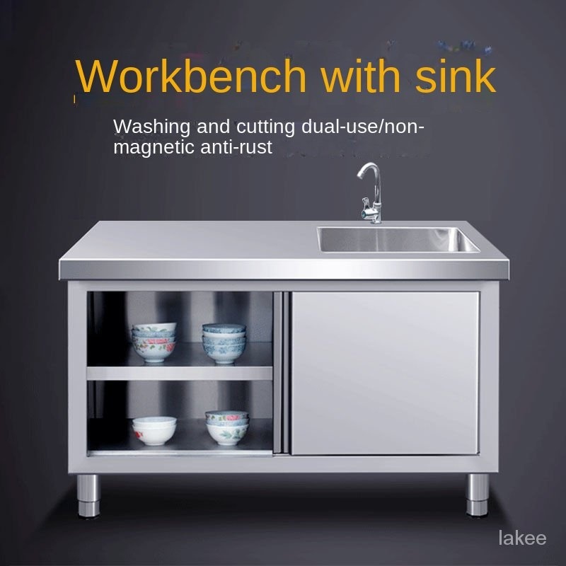 Stainless Steel Sliding Door Table with Sink Integrated Stove for ...