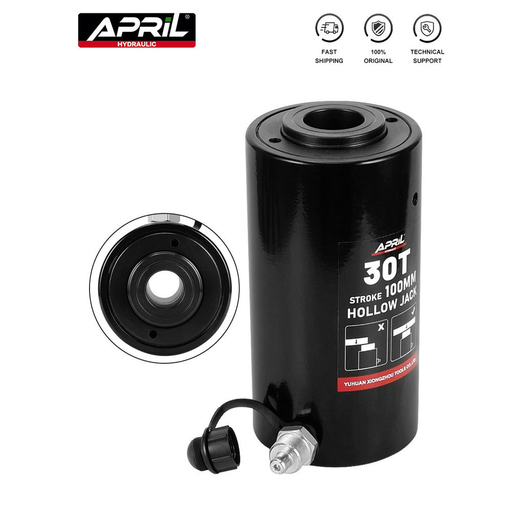 30T Hydraulic Cylinder Jack Hollow Single Acting Hydraulic Ram Cylinder 100mm Hydraulic Lifting ...