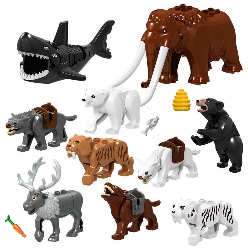 Compatible with LEGO small particle animal building blocks, long haired ...