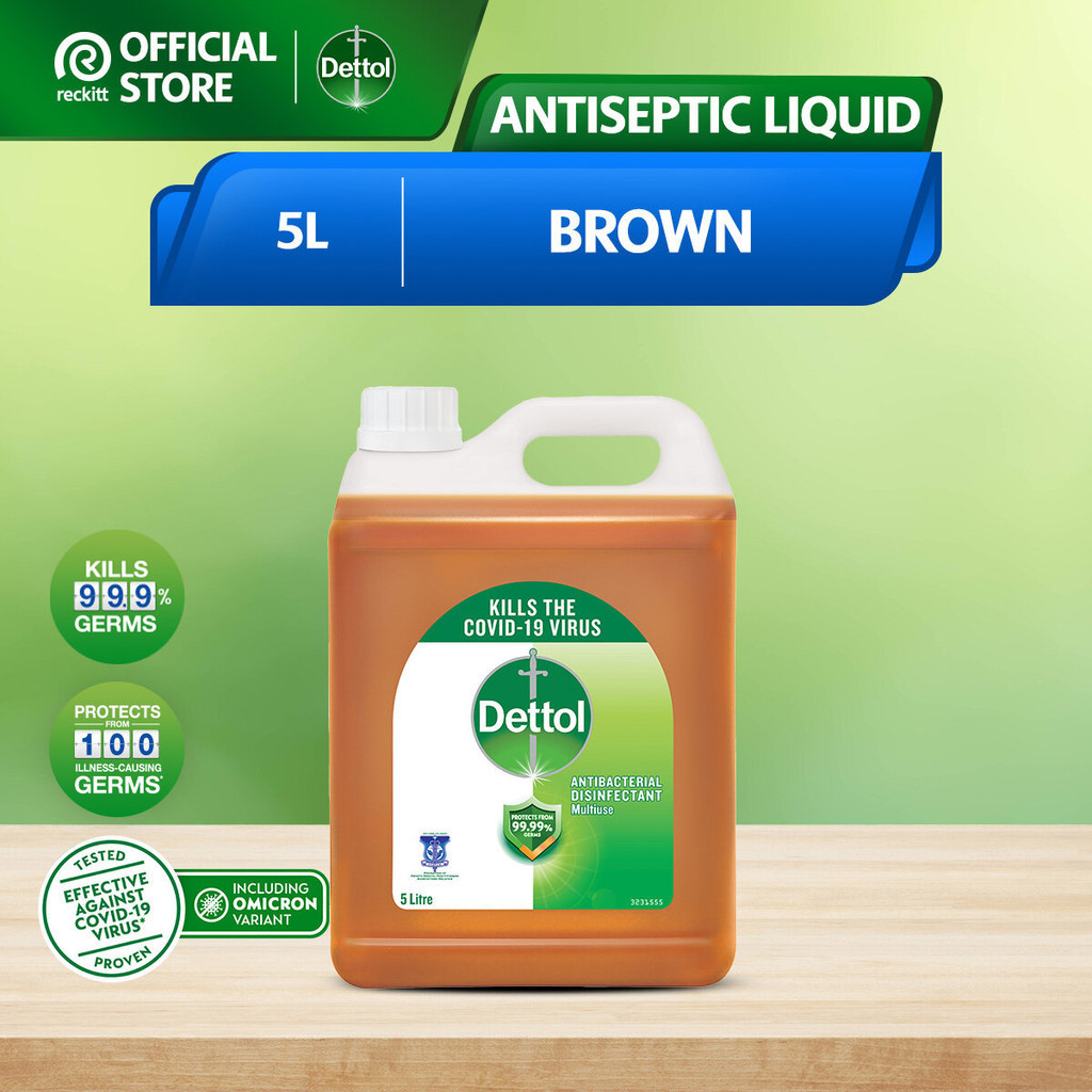 Dettol Antiseptic Brown Liquid (ASL) 5L [Antibacterial & Disinfectant ...