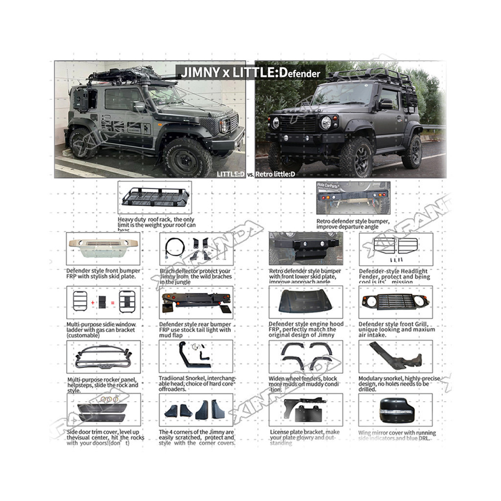 Gen 4 jimny little D accessories roof rack ladder side step snorkel ...