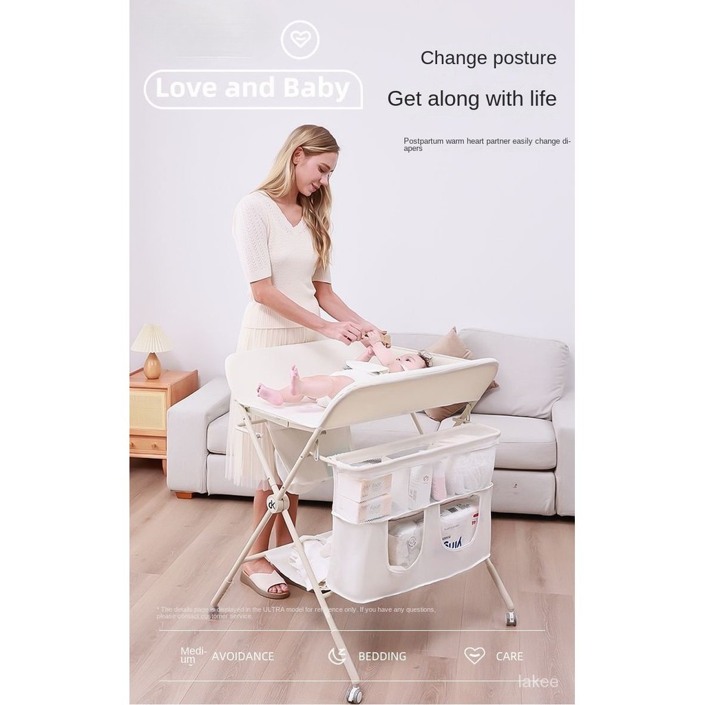 Diaper-Changing Table Baby Care Desk Foldable Baby Crib Infant Baby ...