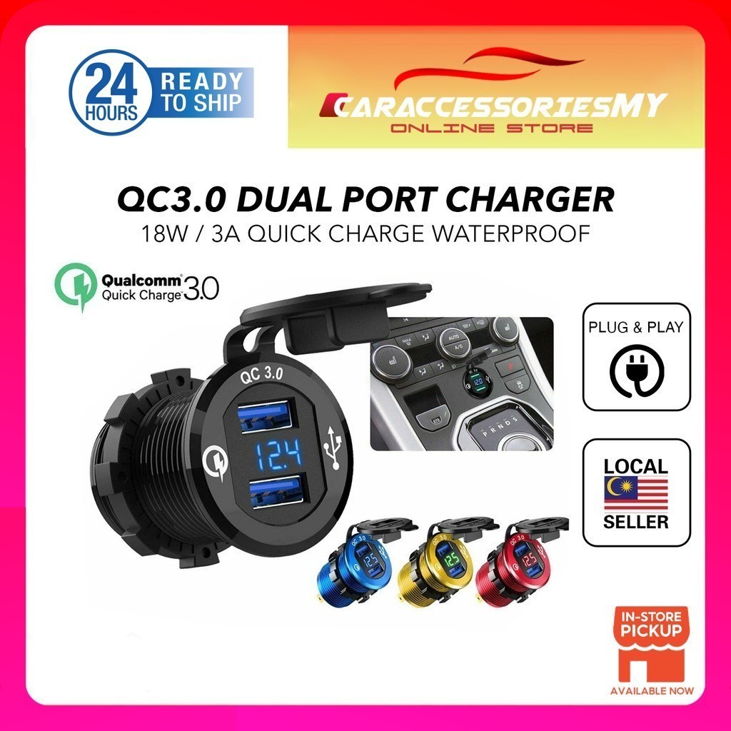 12-24V round Usb charger motorcycle Waterproof 4.2A Dual Ports Voltage ...