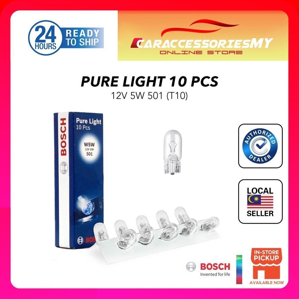 10Pcs Bosch W5W 12V 5W 501 (Original) 4090 T10 W5W Bulb 158 perodua ...