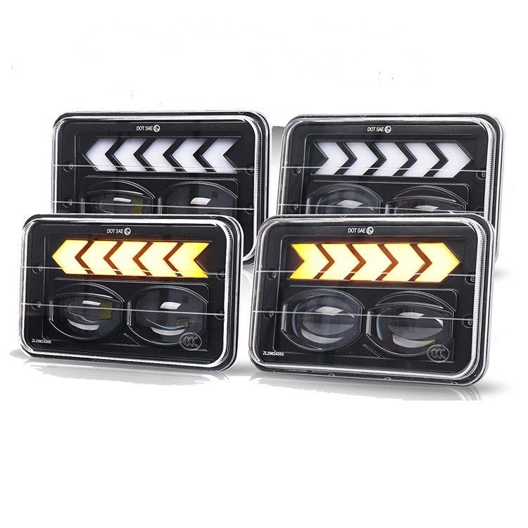 OVOVS Newest Sequential Synth Turn Signal Square 4x6 Inch Led Headlight ...