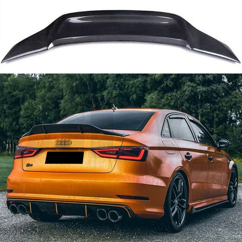 For AUDI A3 S3 RS3 8V Limousine Sedan R Style Carbon Fiber Rear Spoiler ...