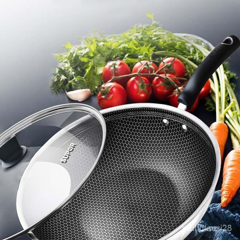 ST-⛵ Supor Wok Visualized Pot Cover304Stainless Steel Honeycomb ...