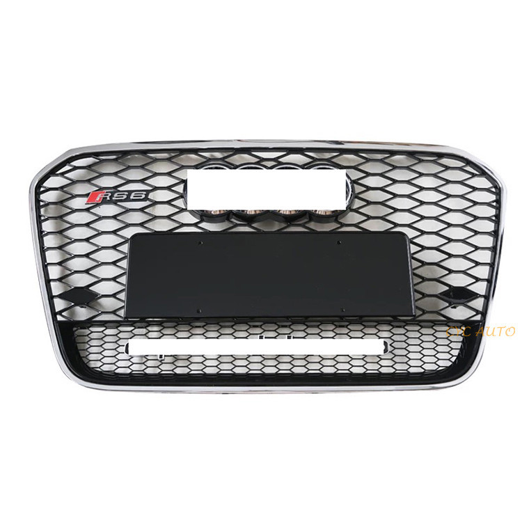 A6 C7 Front Grille RS6 Modified Facelift Mesh Grille Grill with bottom ...