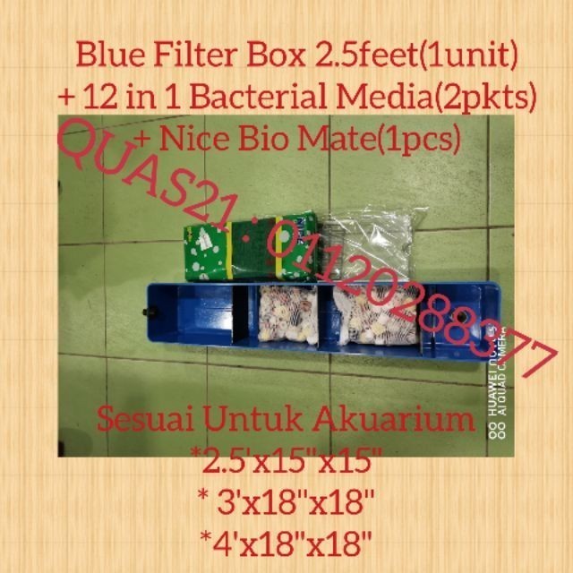 Blue Filter Box 2.5feet With Filter Media & Bio Mate (Full Sets ...