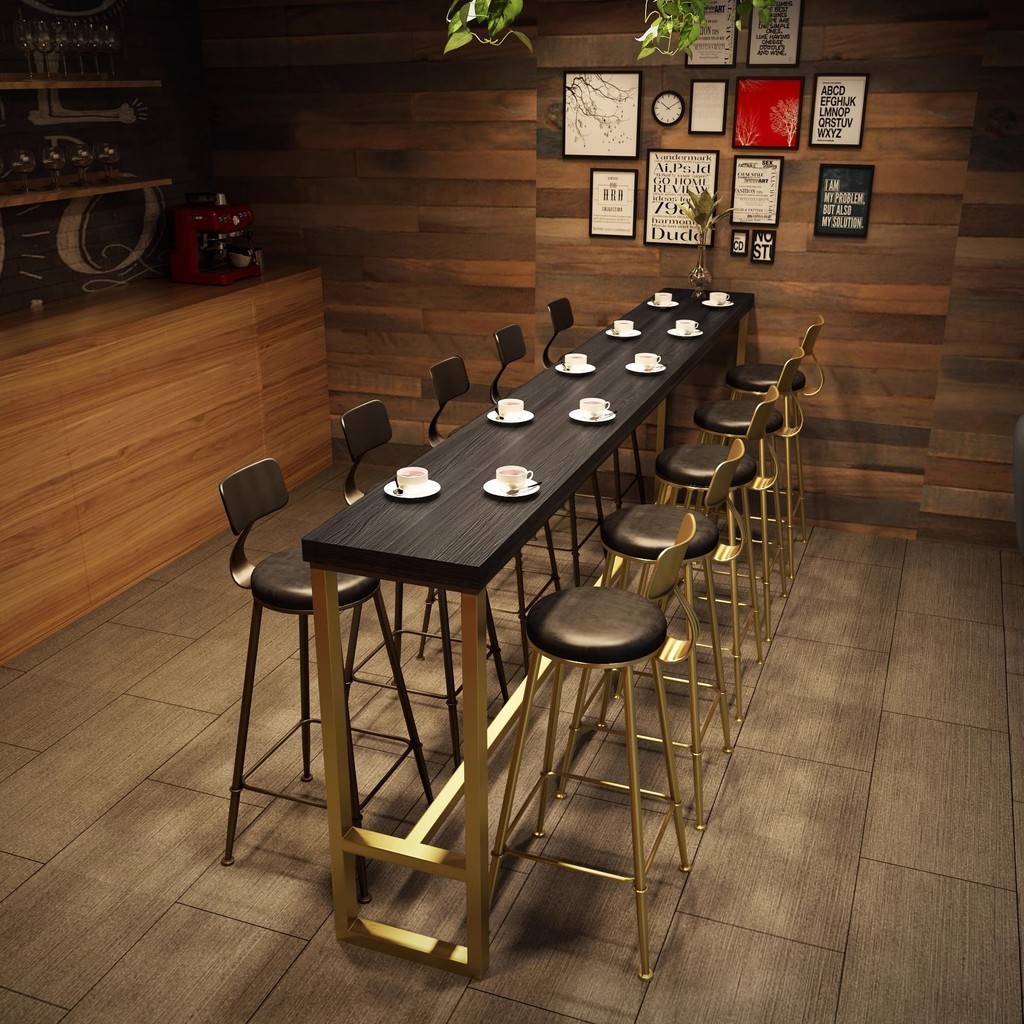 ST-ΨModern Minimalist Solid Wood Bar Table and Chair Combination Coffee ...