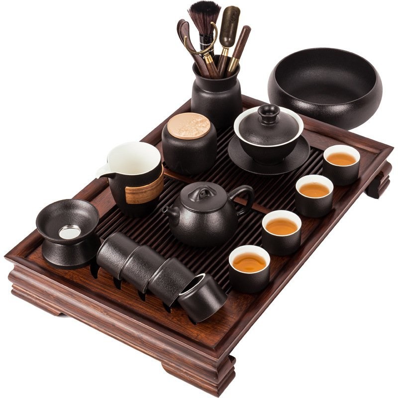 HY-6/Black Porcelain Kung Fu Tea Set Suit Stoneware Japanese Home ...