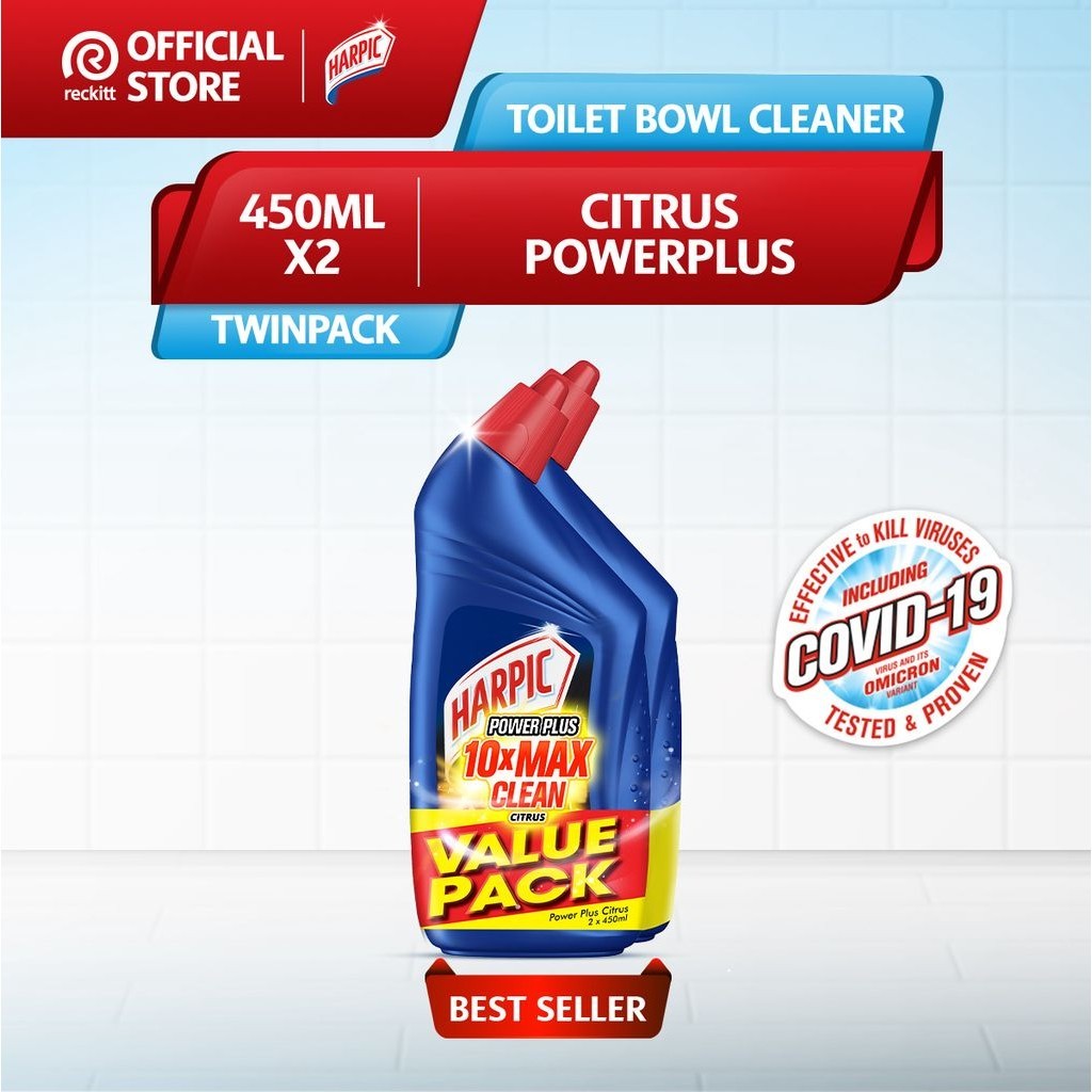 Harpic Powerplus Disinfectant Toilet Bowl Cleaner All in One 450ml / 500ml x 2s | Shopee Malaysia